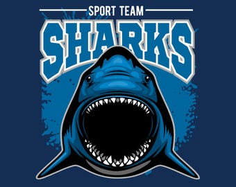 SHARKS MASCOT SPORTS Team Clipart-Vector Clip Art | Etsy