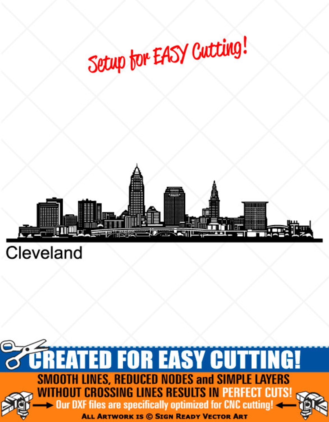 CLEVELAND City Skyline Clipart-vector Clip Art Graphics-digital ...