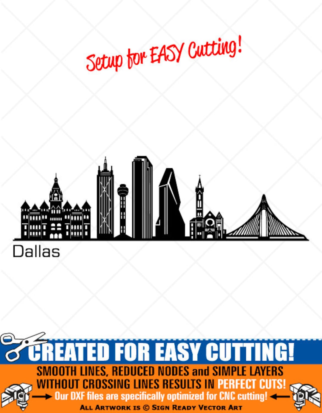 DALLAS TEXAS City Skyline Clipart-vector Clip Art Graphics-digital ...
