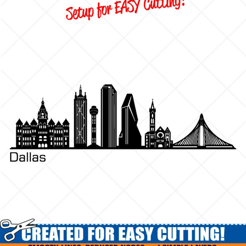 Dallas Skyline Png - Etsy