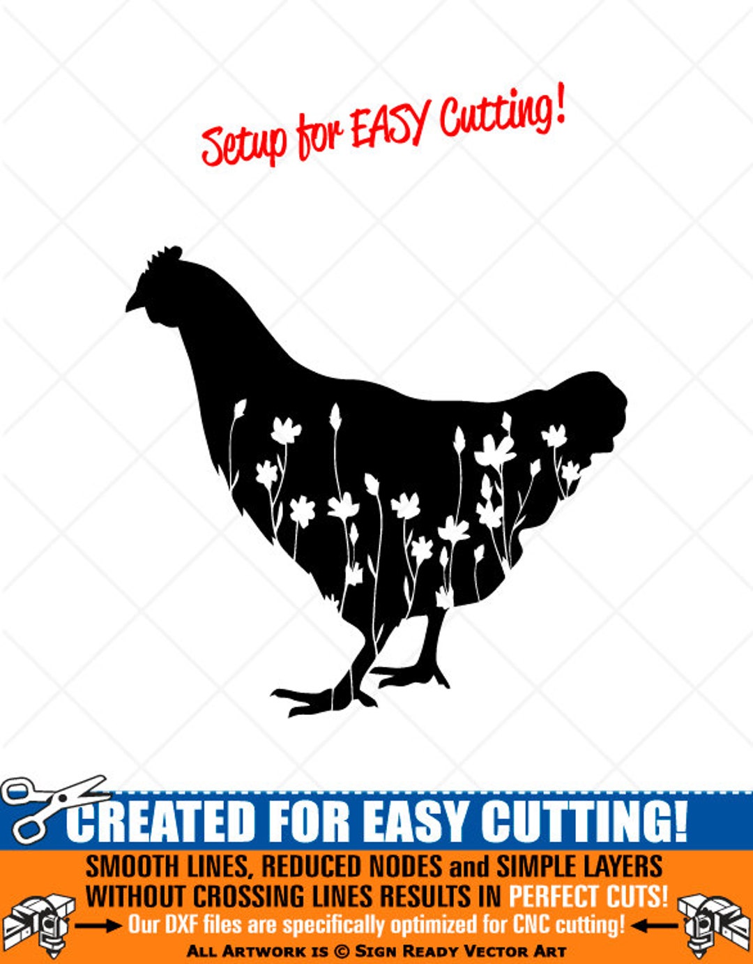 Floral Chicken Svg-flower Clipart-vector Clip Art Graphics Silhouette ...