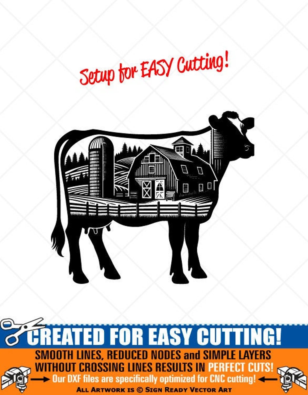 Farm Scene Cow SVG Clipart-vector Clip Art Graphics-digital Download ...