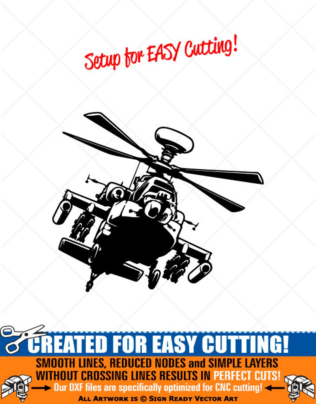 Apache AH-64E Helicopter SVG-US Air Force Clipart-vector Clip Art Graphics Image-cut Ready Files ...