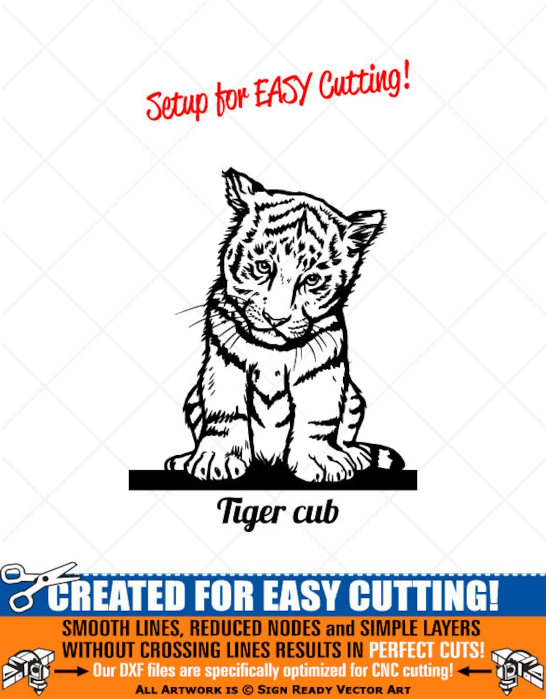 TIGER Cub Clipart-vector Clip Art Graphics-digital Download Image-cut ...