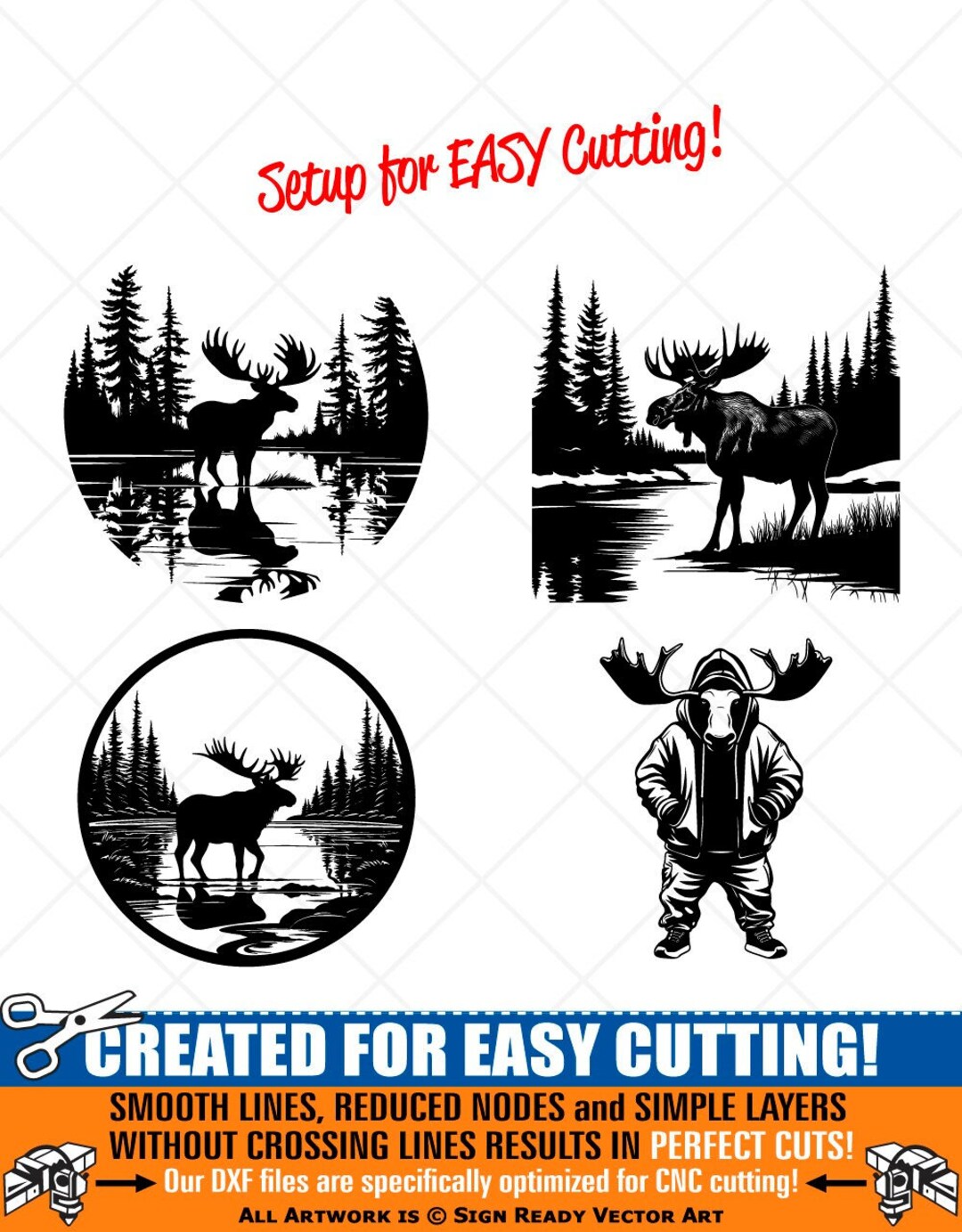 Moose SVG Bundle Clipart-hand Drawn Vector Clip Art Graphics-digital ...