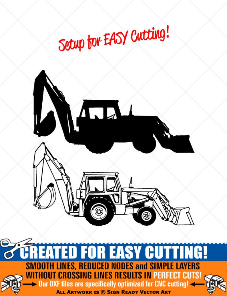 Backhoe-Loader Clipart-Vector Clip Art Graphics-Digital | Etsy