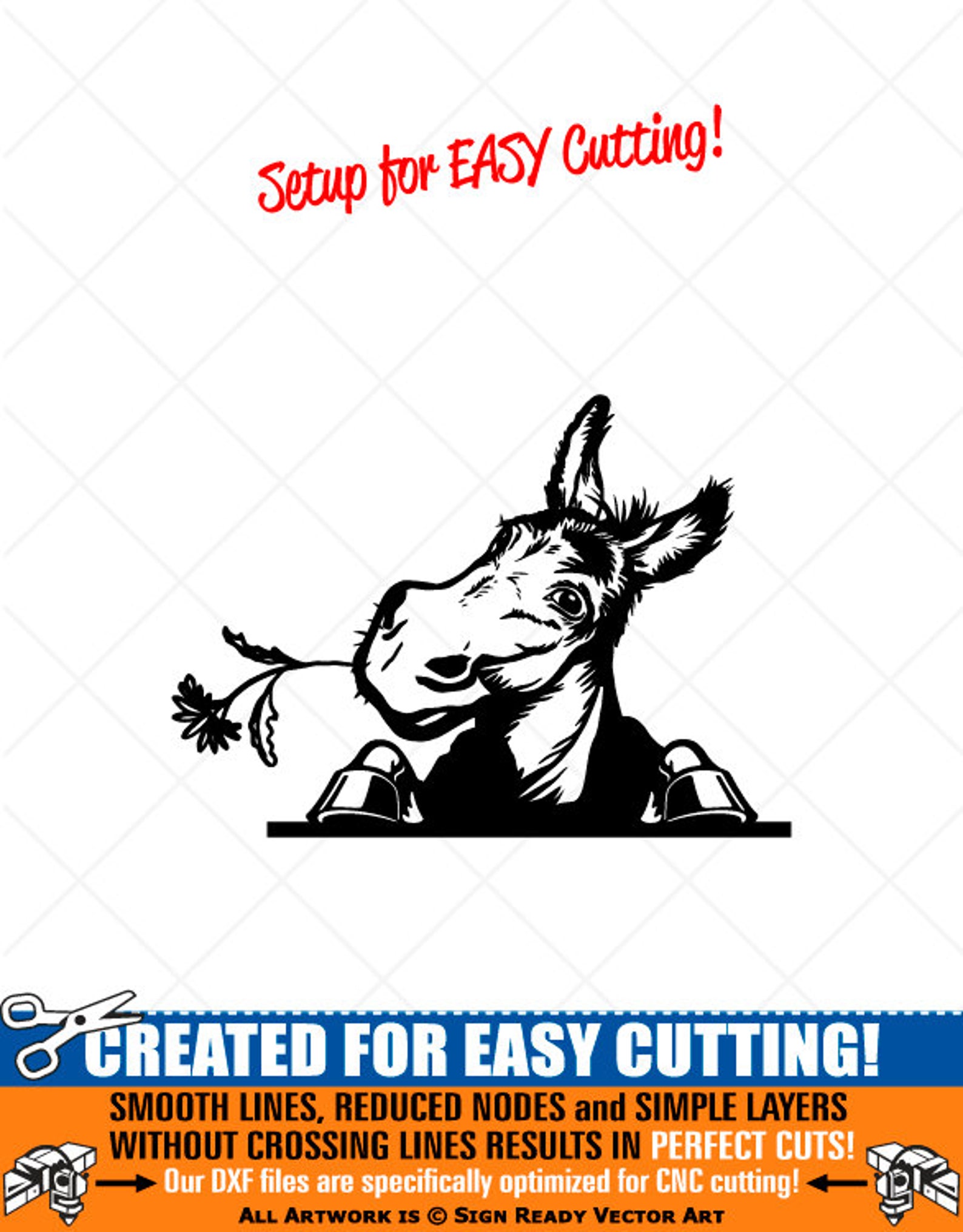Peeking DONKEY Clipart-vector Clip Art Graphics digital Download Image ...