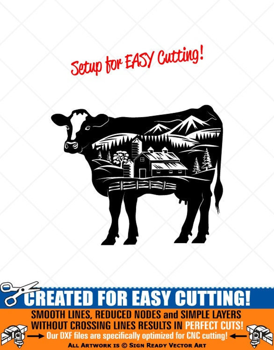 Farm Scene Cow SVG Clipart-vector Clip Art Graphics-digital Download ...
