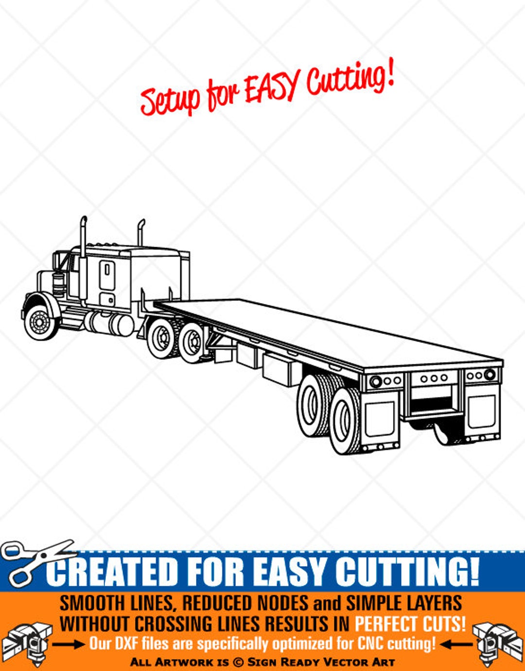 Flatbed Trailer Truck SVG Clipart-vector Clip Art Graphics-digital ...