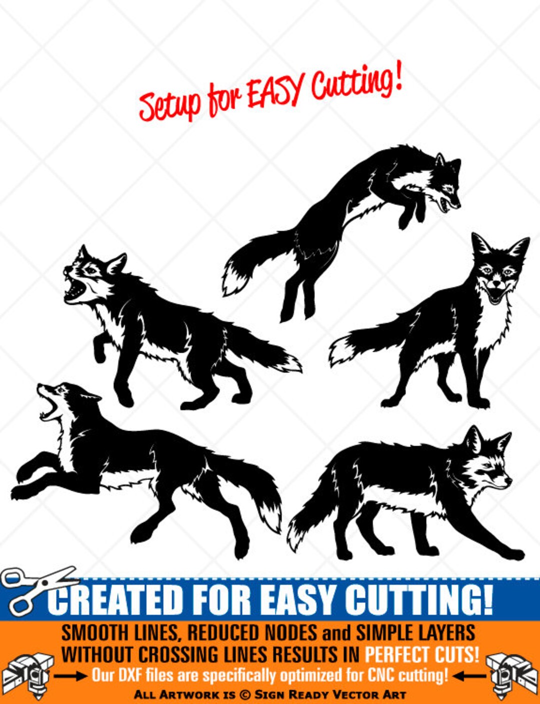 RED FOXES Clipart vector Clip Art Graphics digital Download Image-cut ...