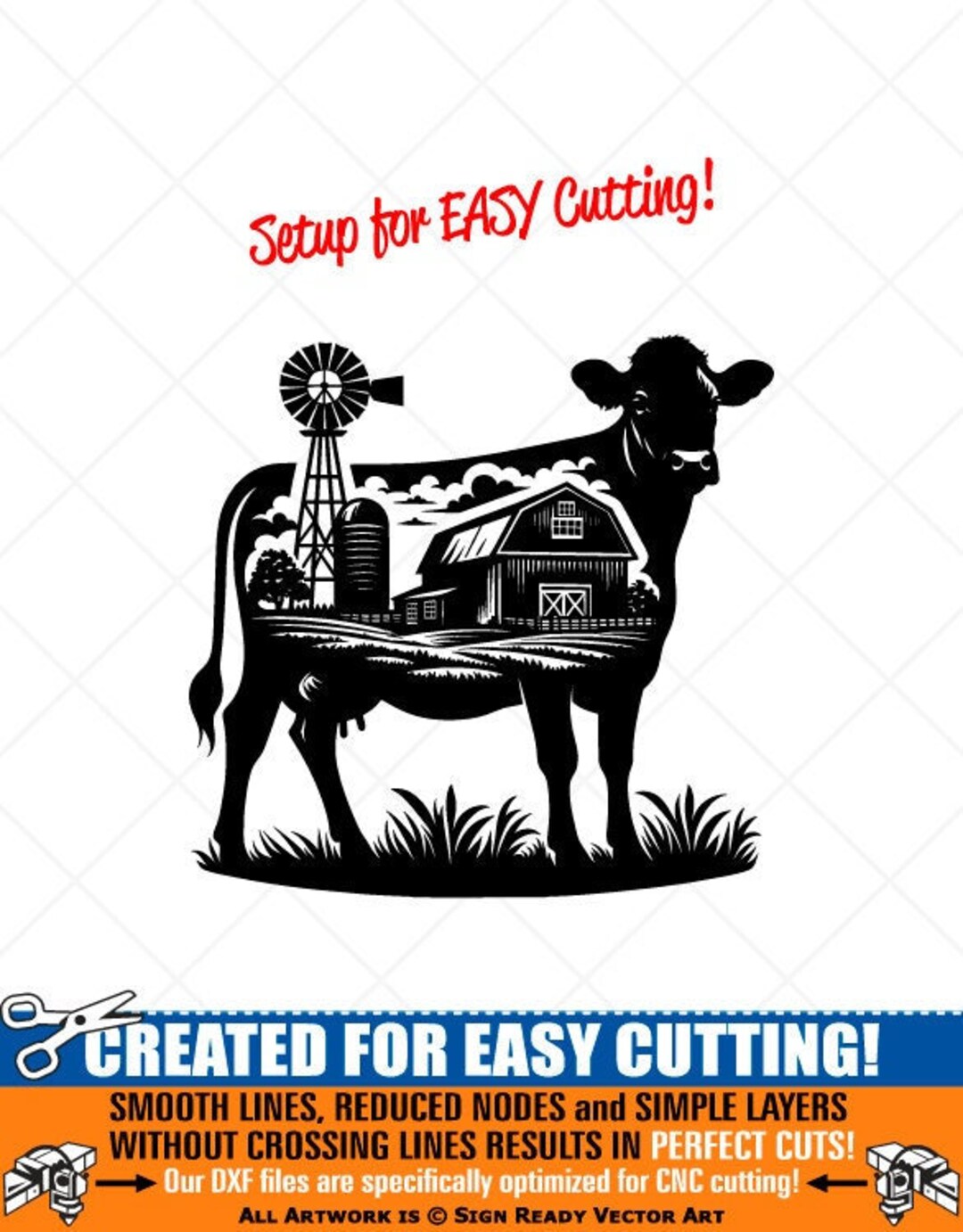 Farm Scene Cow SVG Clipart-vector Clip Art Graphics-digital Download ...