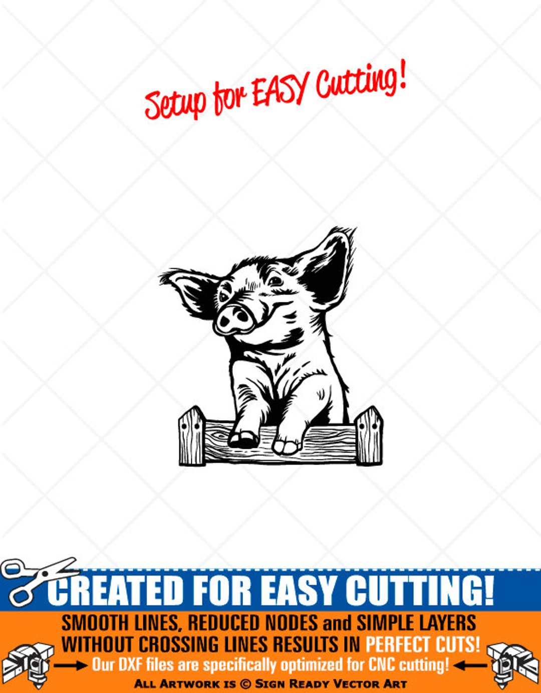 Peeking PIG Clipart vector Clip Art Graphics digital Download Image-cut ...