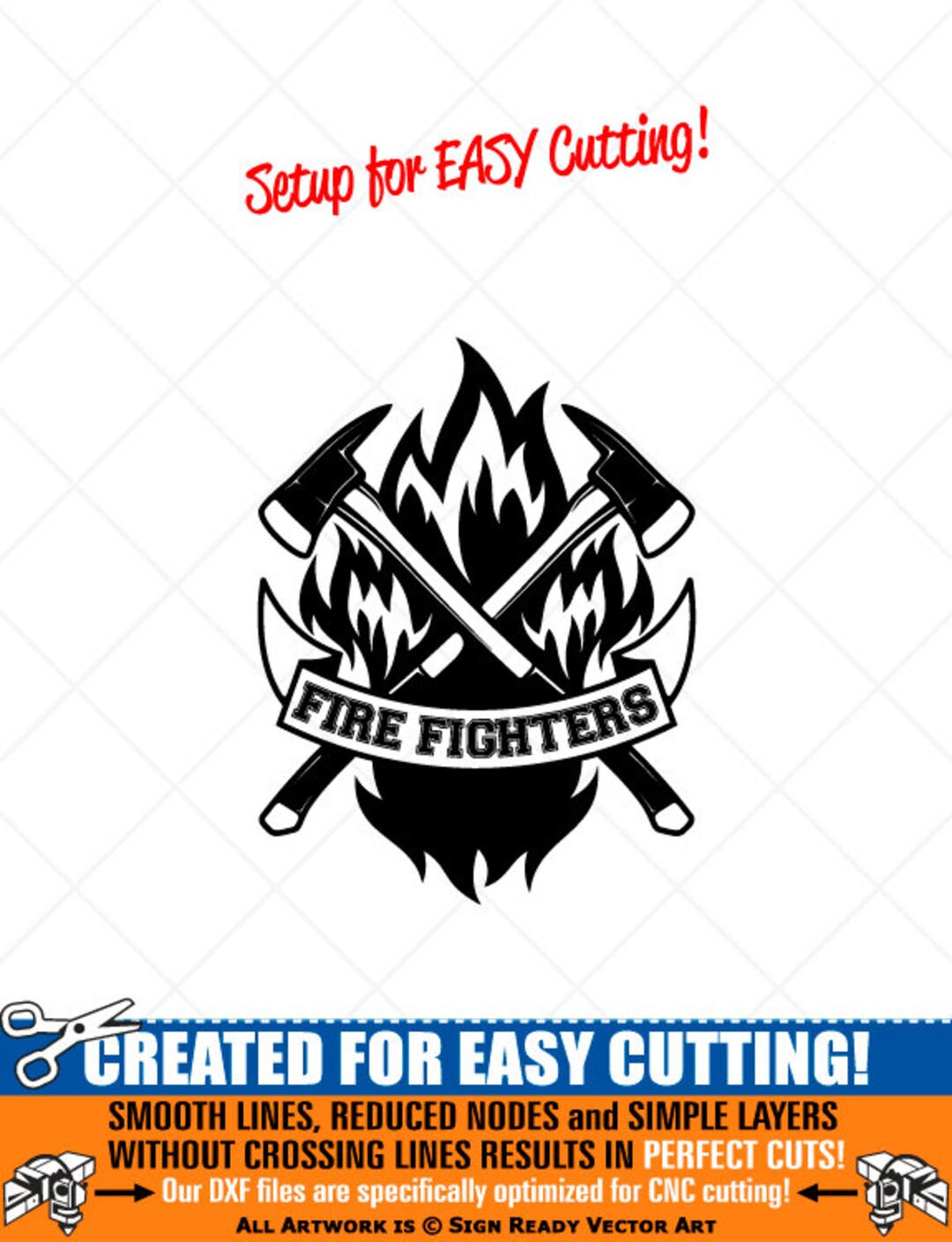 Flaming Fireman Axe Template Clipart-vector Clip Art Graphics-cut Ready ...
