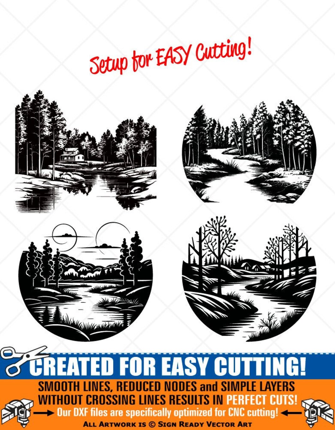 River Scene SVG Bundle Clipart-lake Forest Hand Drawn Vector Clip Art ...