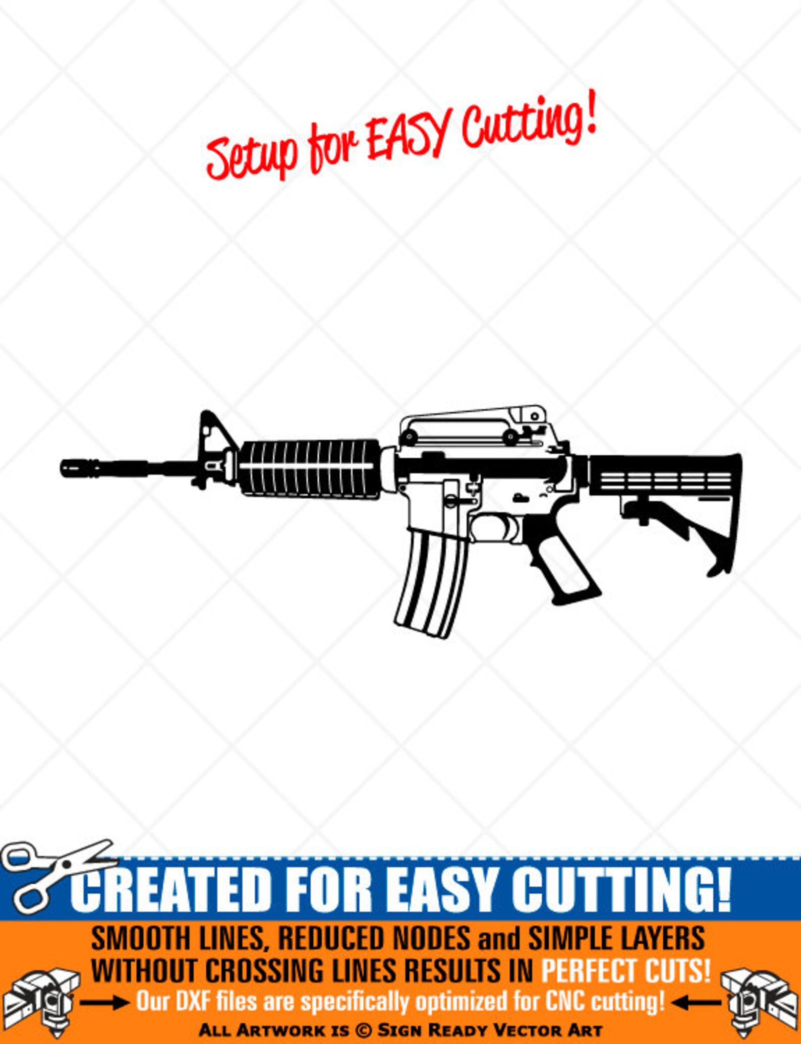 Detailed M4 Carbine Rifle-Gun Clipart-Vector Clip Art | Etsy