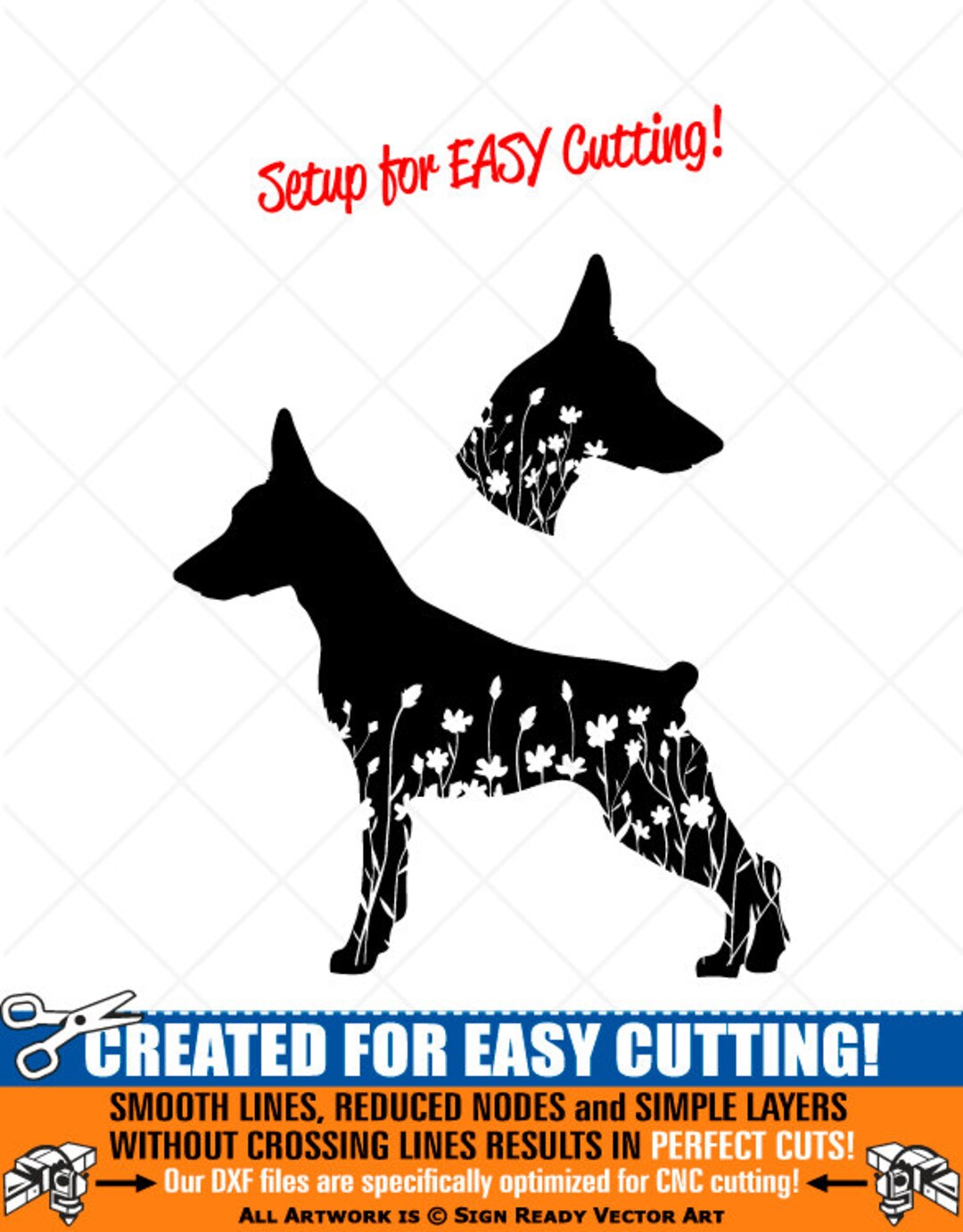 Miniature Pinscher Svg-floral Flower Dog Clipart-vector Clip - Etsy