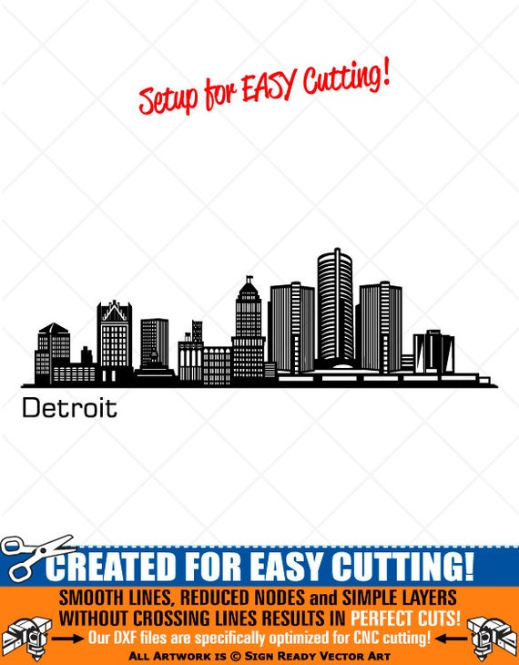 DETROIT City Skyline Clipart-vector Clip Art Graphics-digital | Etsy