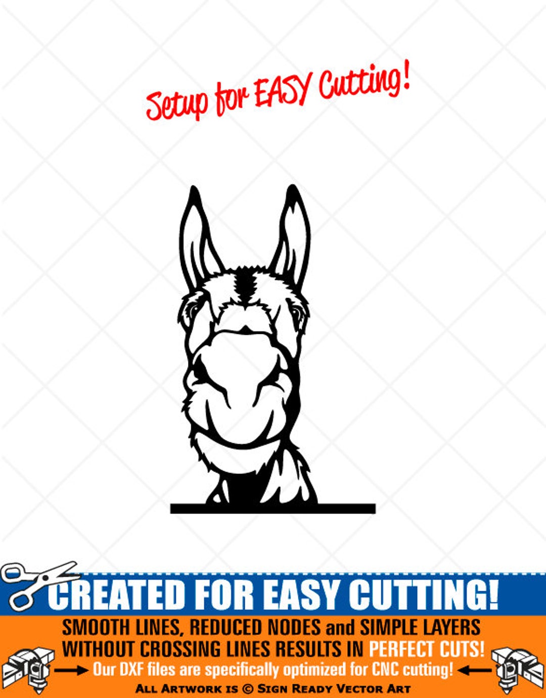 Peeking DONKEY Clipart-vector Clip Art Graphics -digital Download Image ...