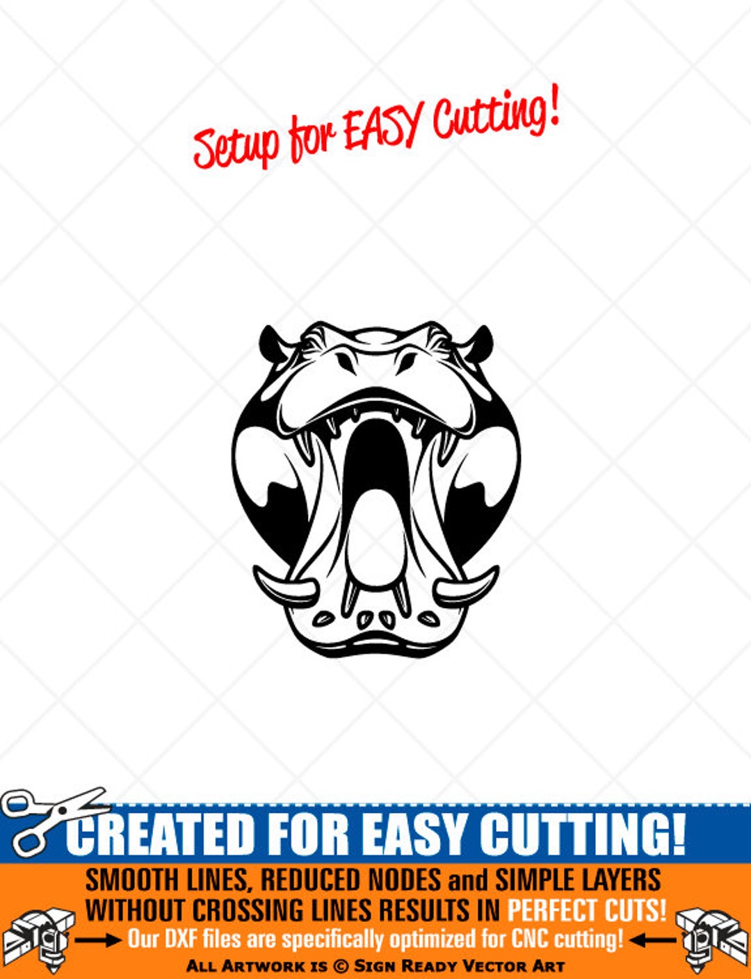 HIPPOPOTAMUS HIPPO Head Clipart-vector Clip Art Graphics-digital ...