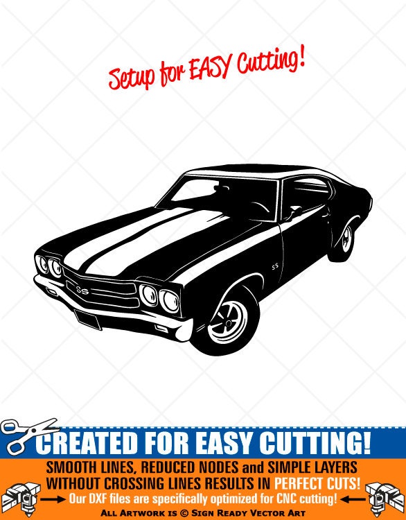 Chevy-Chevrolet Chevelle SS 454 1970 Clipart-Vector Clip Art | Etsy