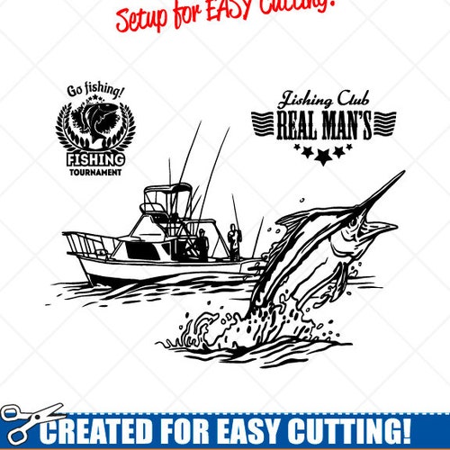 Fishing Boat Fish Cuttable Design PNG DXF SVG & Eps File for - Etsy