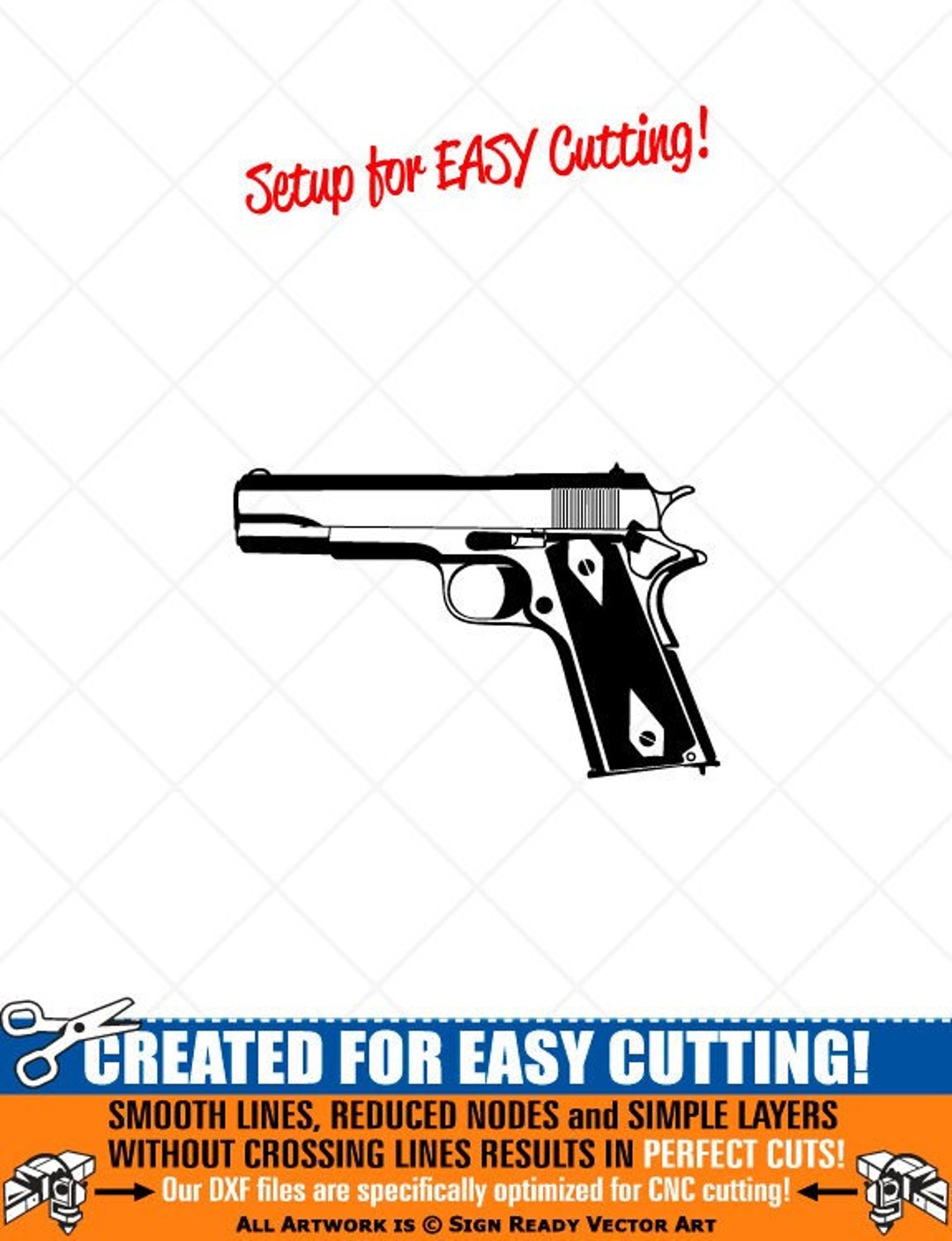 Detailed Colt M1911 Handgun-gun Clipart-vector Clip Art Graphics ...
