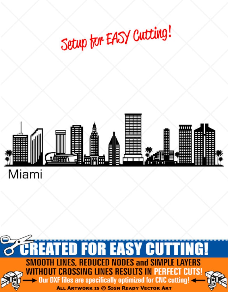 MIAMI City Skyline Clipart-vector Clip Art Graphics-digital - Etsy