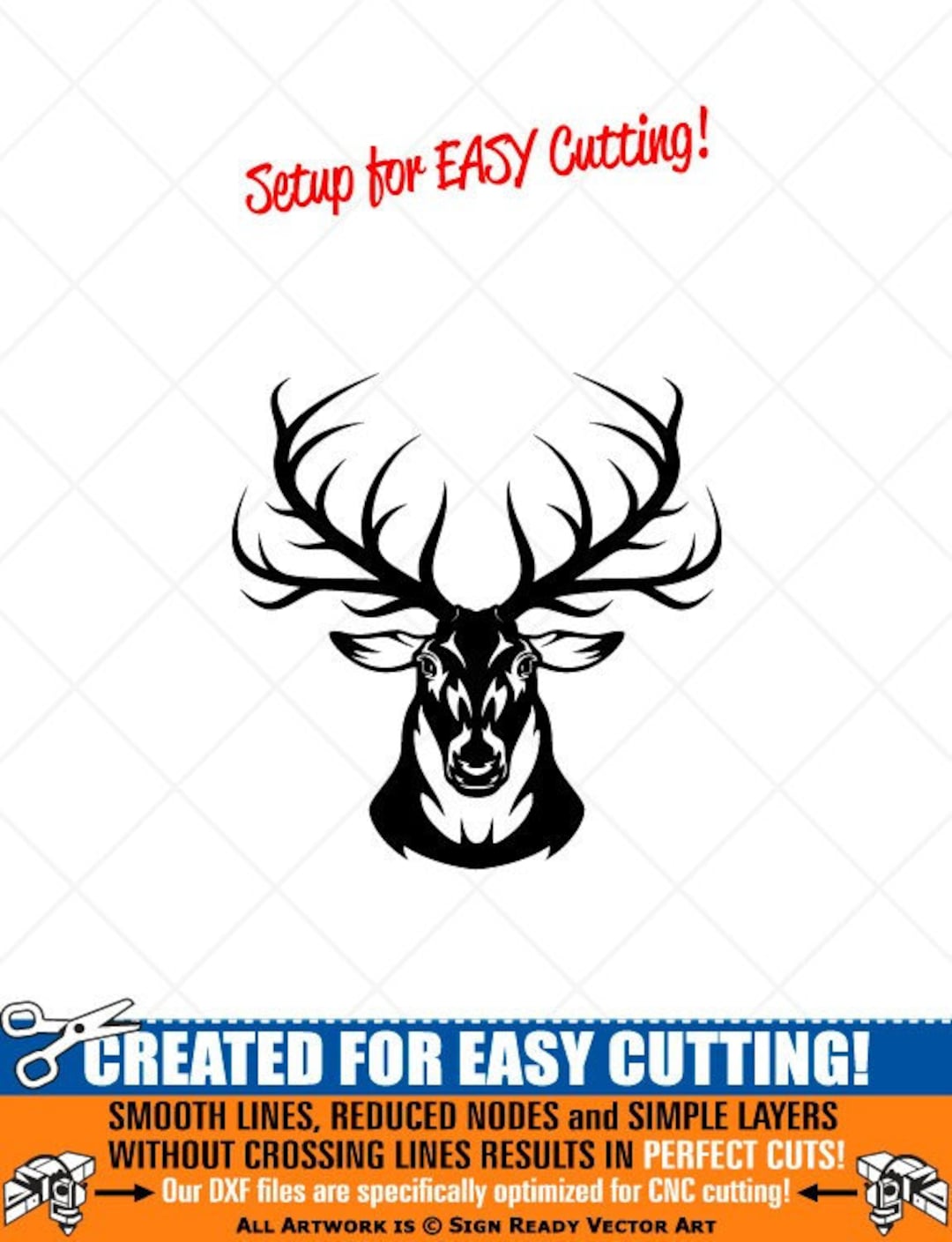 ELK DEER Head Clipart-vector Clip Art Graphics-digital Download-cut ...