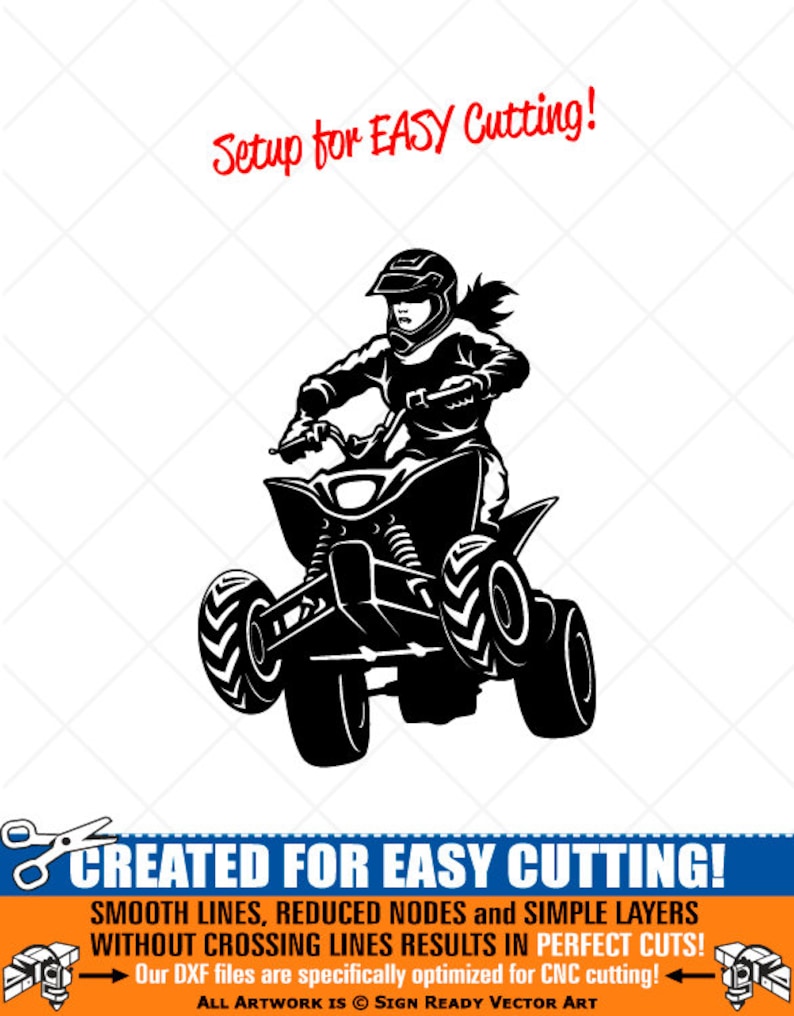 ATV Quad Bike Girl Clipart-vector Clip Art Graphics-digital Download ...