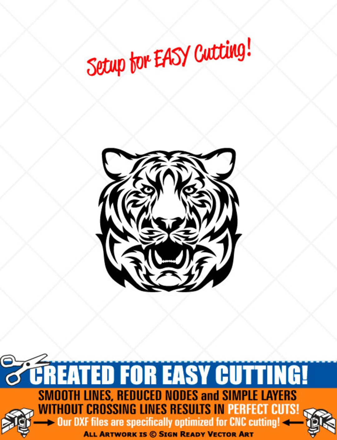 TIGER ANIMAL Head Clipart vector Clip Art Graphics digital Download-cut ...