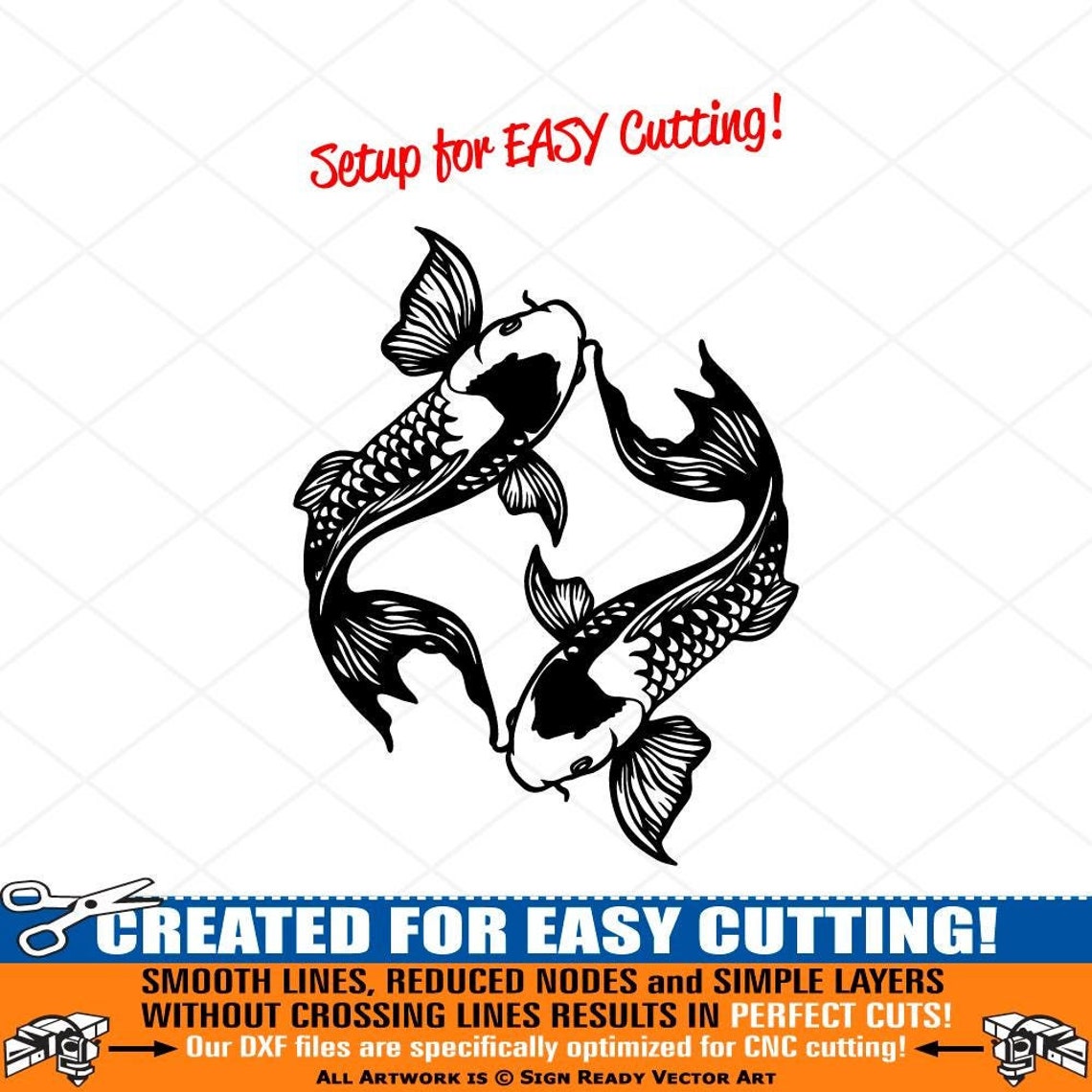 Koi Fish SVG-DXF Silhouette Laser Cut File-vector Clip Art, Digital ...