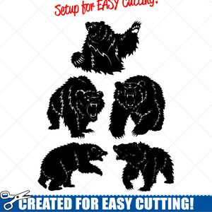 GRIZZLY BEARS Clipart-vector Clip Art Graphics-digital Download-cut ...