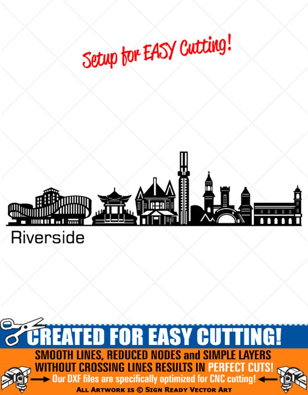 Riverside City Skyline Clipart-vector Clip Art Graphics-digital ...