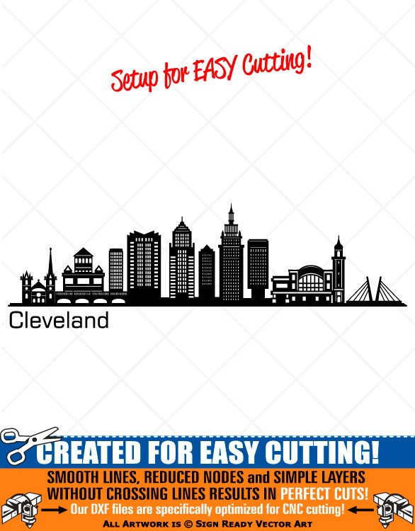 CLEVELAND City Skyline Clipart-Vector Clip Art | Etsy