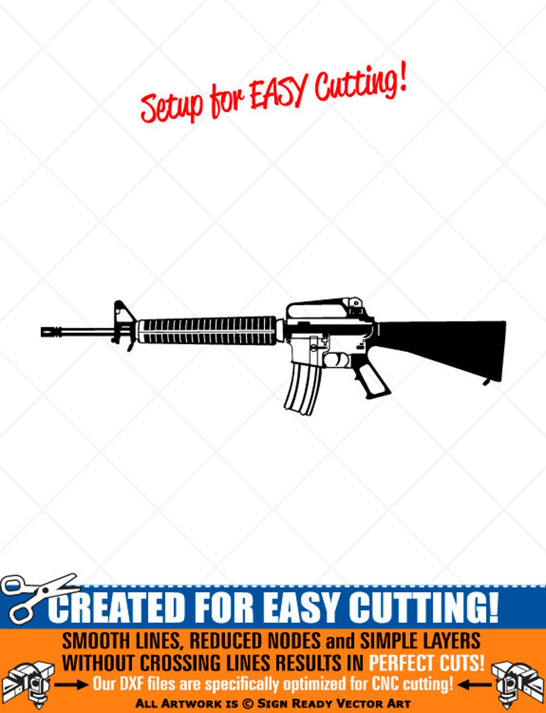 Detailed M16 Rifle-gun Clipart -vector Clip Art Graphics -digital ...