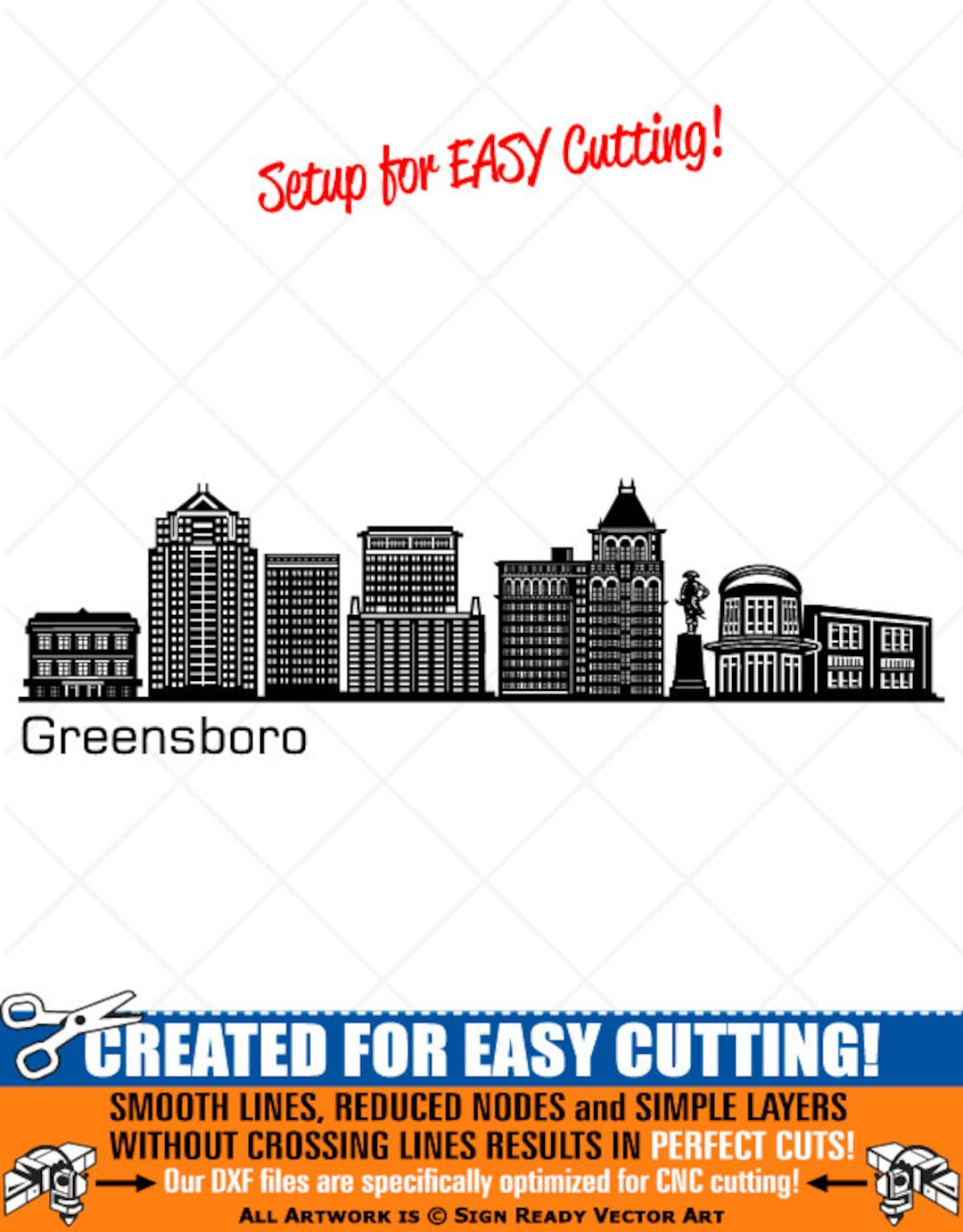 Greensboro City Skyline Clipart-vector Clip Art Graphics-digital ...