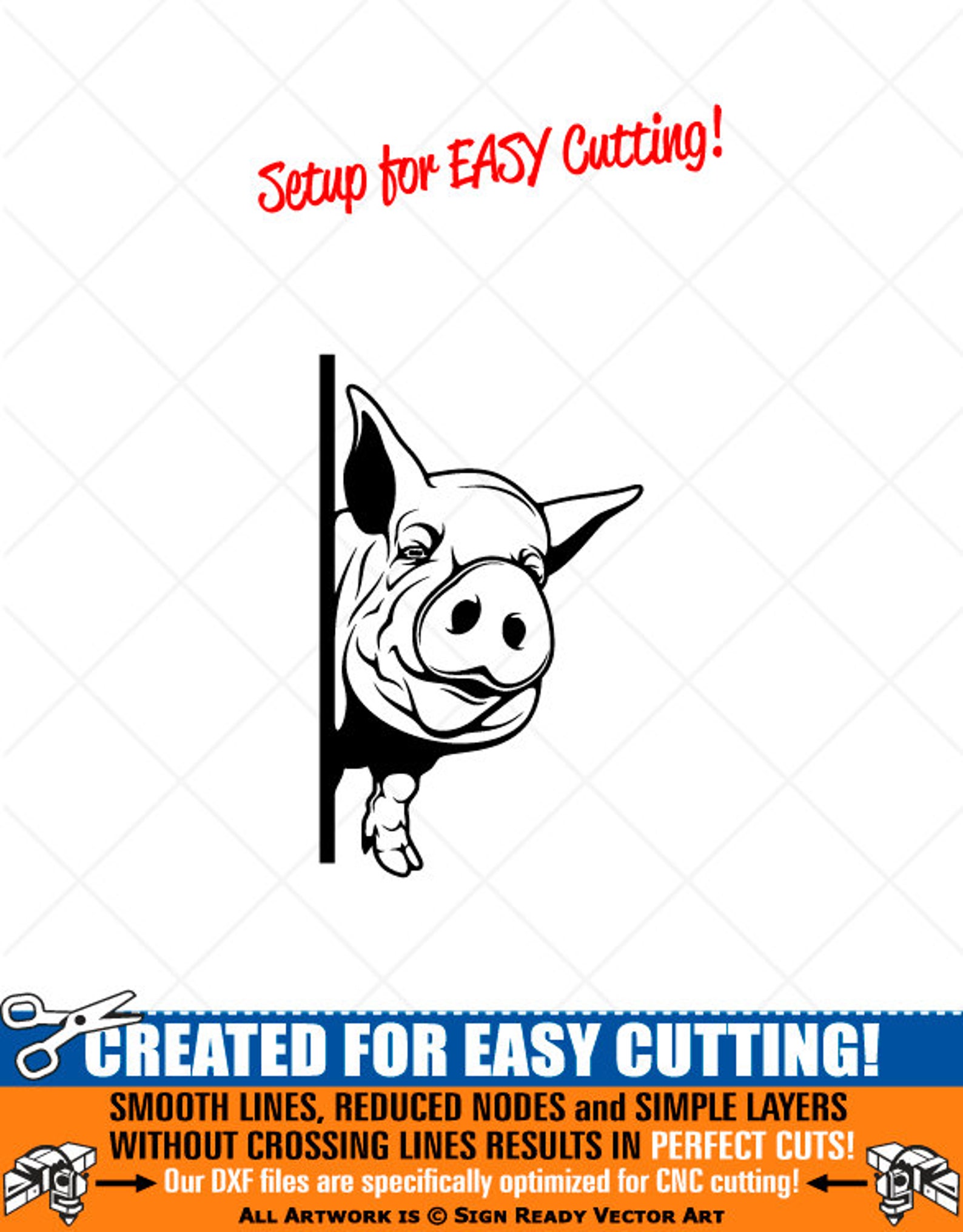 Peeking PIG Clipart vector Clip Art Graphics digital - Etsy