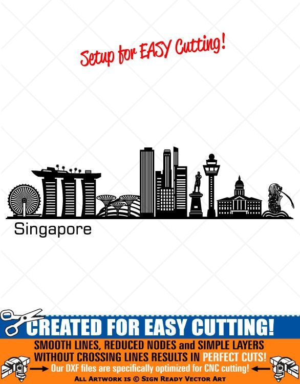 Singapore City Skyline Clipart-vector Clip Art Graphics-digital ...