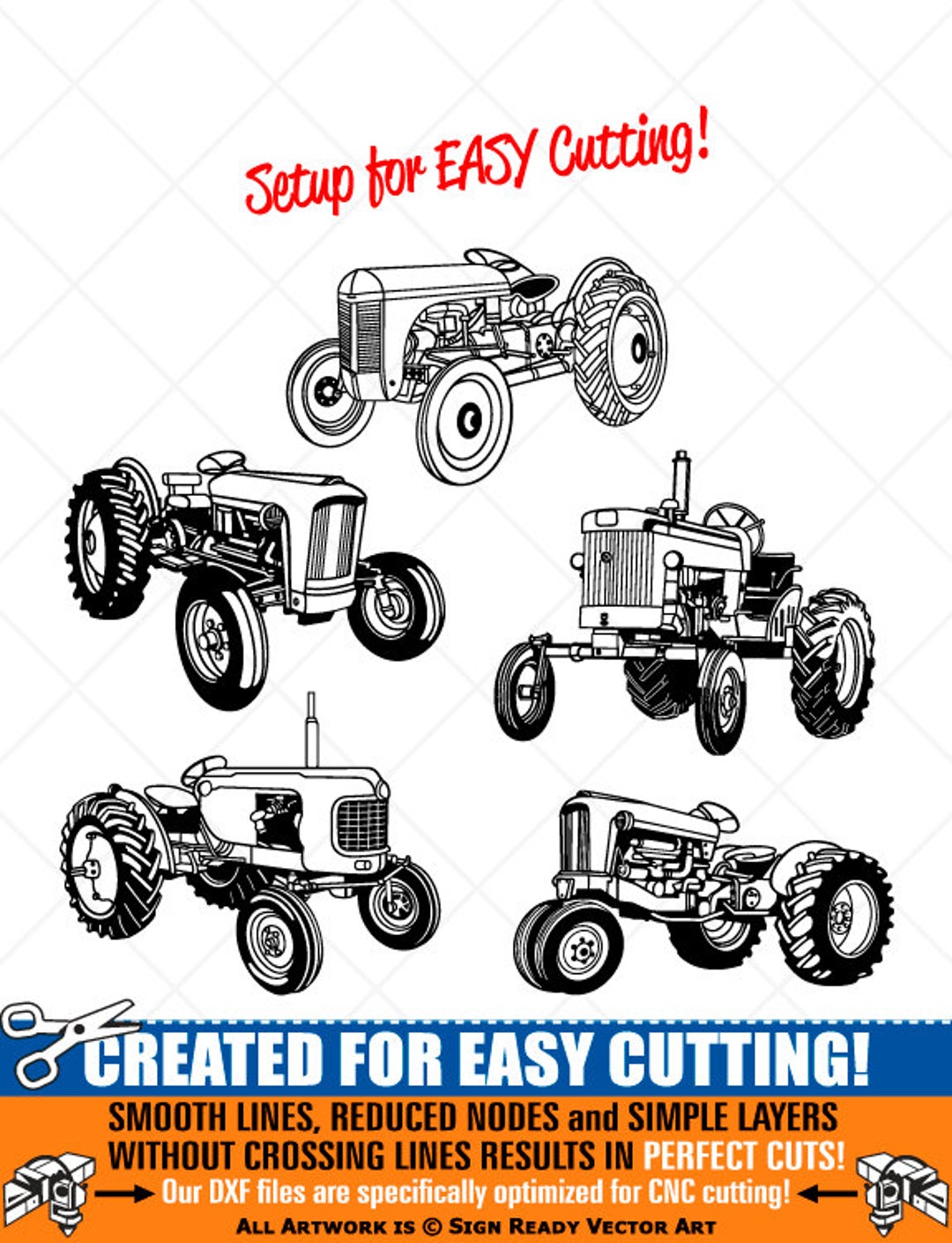 Vintage Farming Tractors Clipart-vector Clip Art Graphics-digital ...