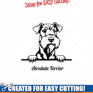 Peeking AIREDALE TERRIER Dog Clipart-vector Clip Art Graphics Download ...