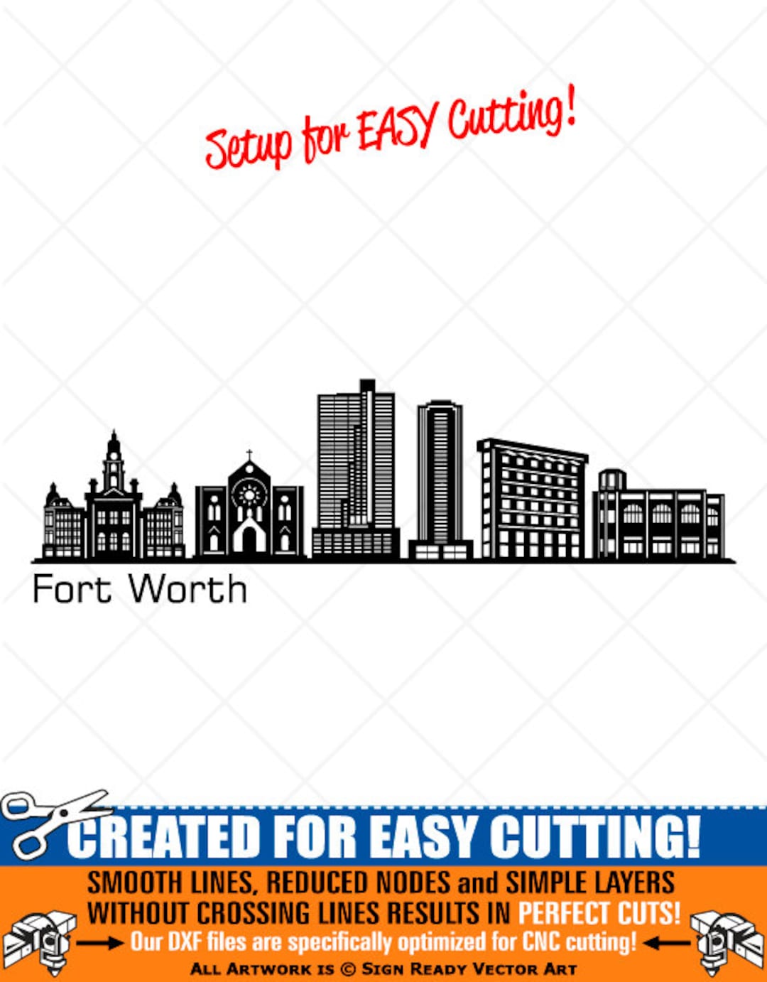 FORT WORTH City Skyline Clipart-vector Clip Art Graphics-digital ...