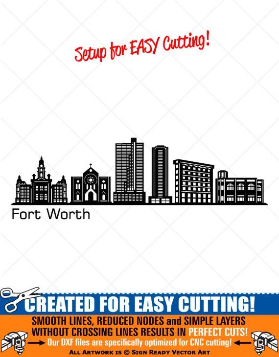 FORT WORTH City Skyline Clipart-vector Clip Art | Etsy