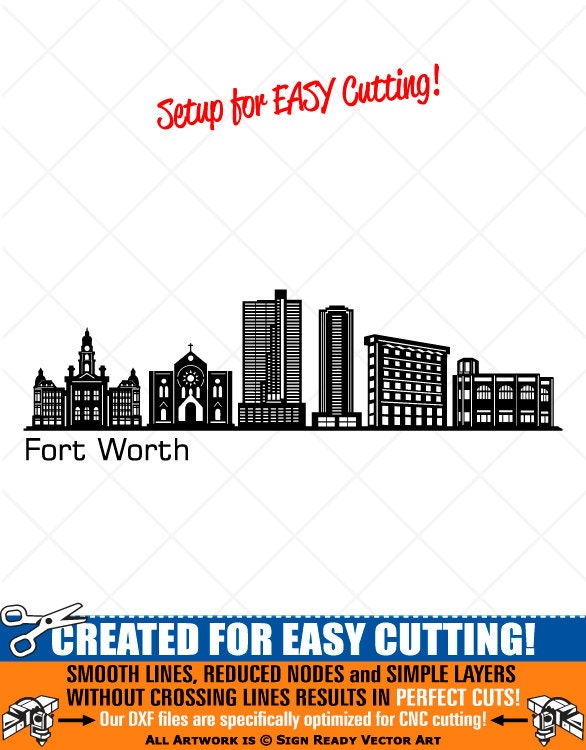 FORT WORTH City Skyline Clipart-vector Clip Art Graphics-digital ...