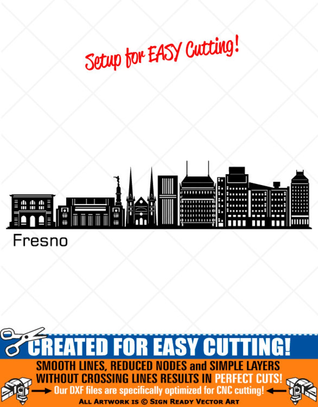 FRESNO City Skyline Clipart-vector Clip Art Graphics-digital Download ...