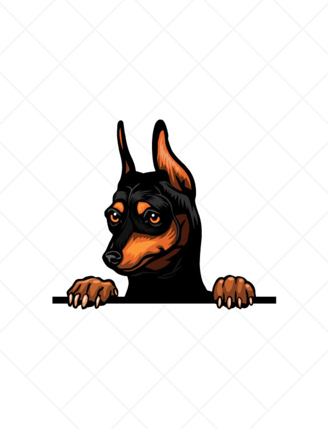 Miniature Pinscher Peeking Dog Clipart Svg Eps Png Jpg-vector Clip Art ...