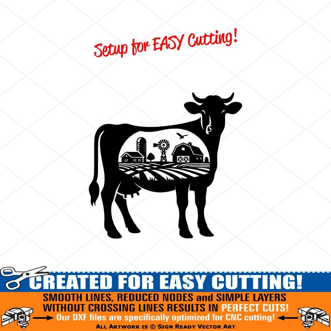 Farm Scene Cow SVG Clipart-vector Clip Art Graphics-digital Download ...