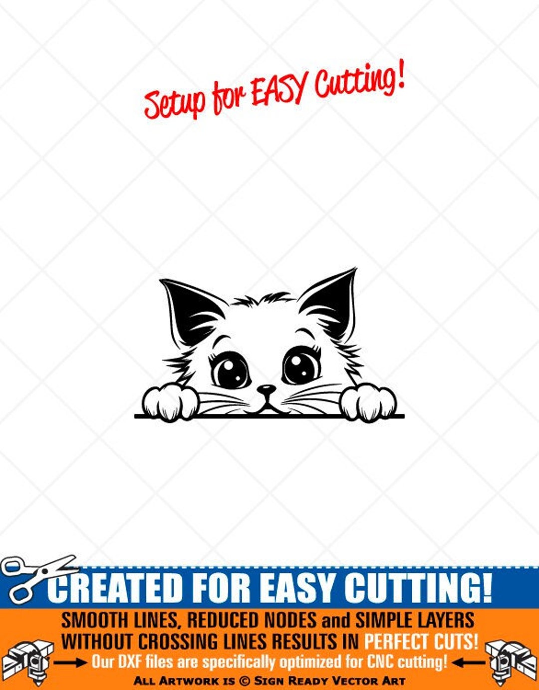 Peeking Kitten SVG Clipart-cute Cat Face Head Vector Clip Art-digital ...