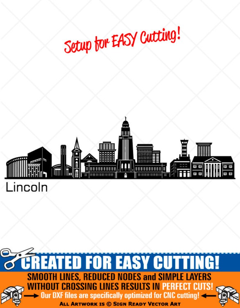Lincoln City Skyline Clipart-vector Clip Art Graphics-digital - Etsy