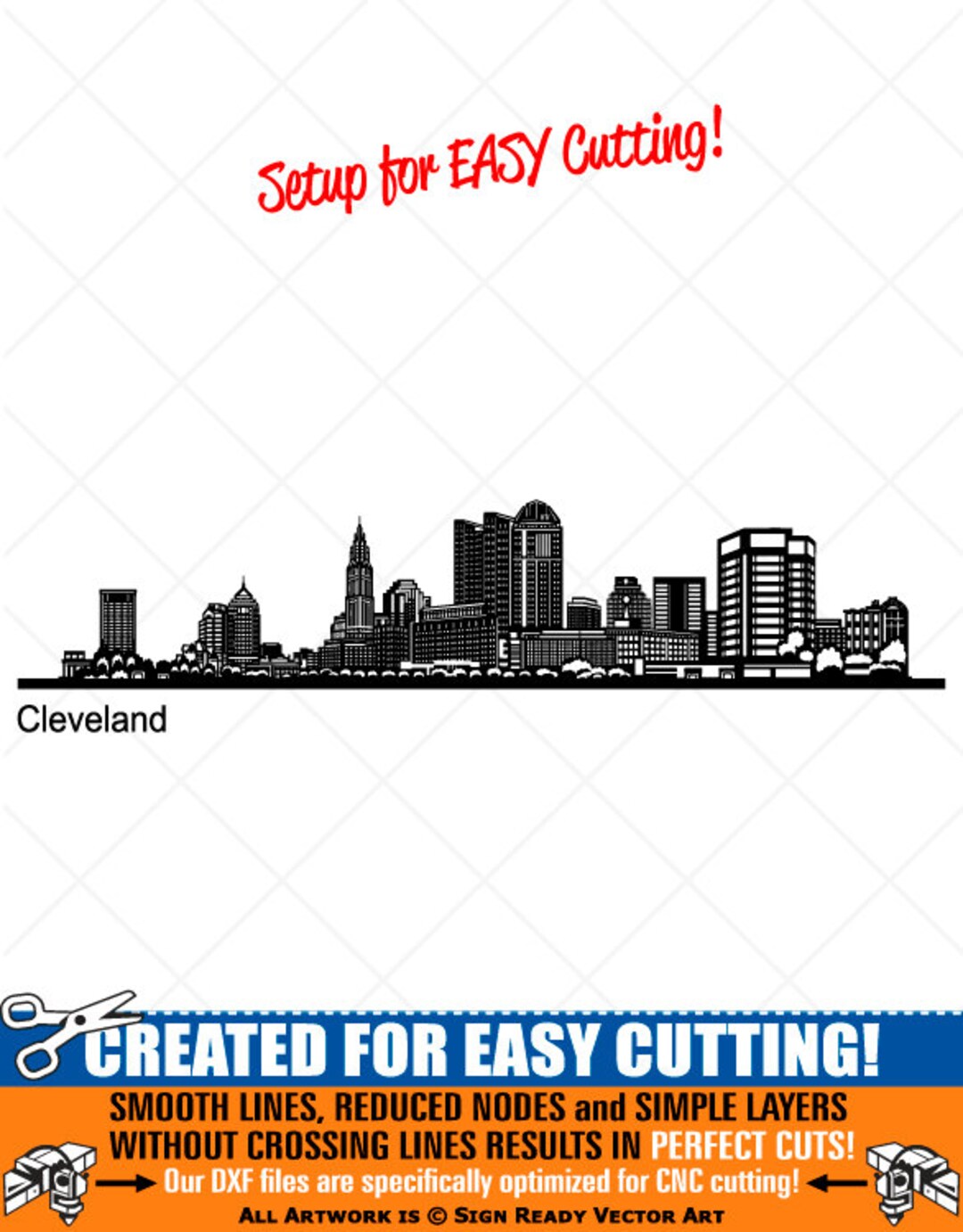 CLEVELAND City Skyline Clipart-vector Clip Art Graphics-digital ...