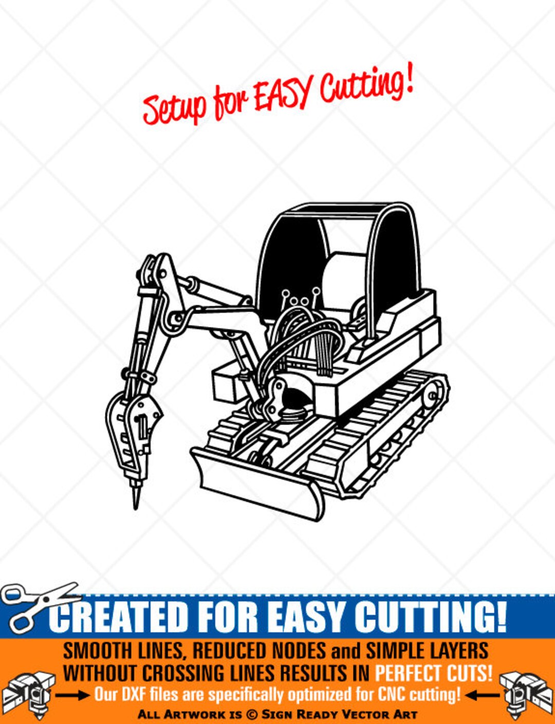 Mini Excavator With Jack Hammer Clipart-vector Clip Art Graphics ...